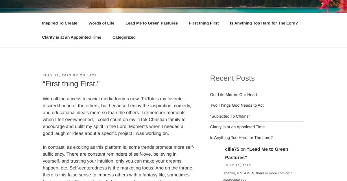 “First thing First.” – Restoration Room